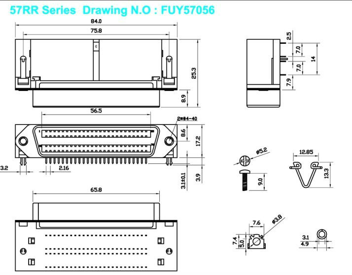 Amphenol 2.16mm Pitch Champ 100 Pin Pcb Type With Dip Termination ...