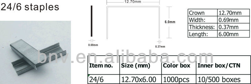 Silver Color Galvanized Standard Size Office 26/6 Staples Stapler Pin ...