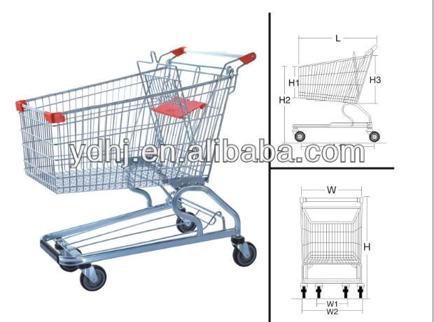 Yuanda American Style Supermarket Shopping Grocery Trolley Cart ...