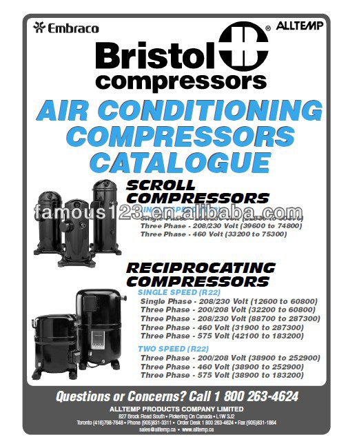 Bristol 50hz/60hz compresor scroll h20r603dbya| Alibaba.com