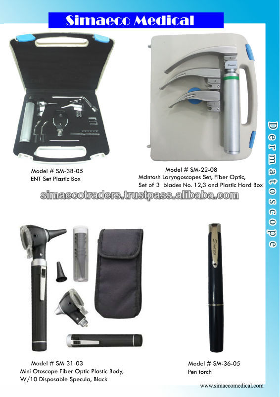 Ent Set Oto Scope Fiber Optic Led Light Dermatoscope - Buy Ear Throat ...
