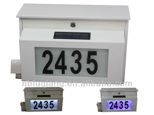 Fq-195 Metal Solar Power House Numbers Mailbox With Two Choice Of Led ...