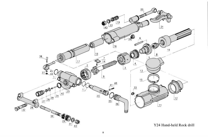 Spare Parts Of Portable Hand-held Pneumatic Rock Drill Jack Hammer Y24 ...