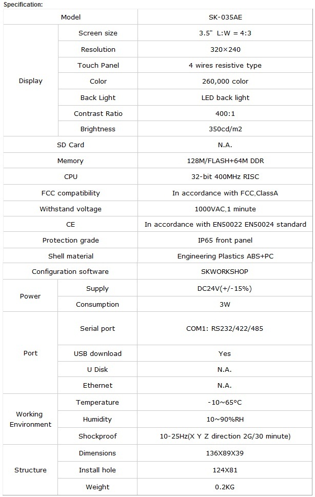 Sk-035ae Samkoon 3.5 Hmi Mesin Manusia Antarmuka Layar Sentuh - Buy Sk ...